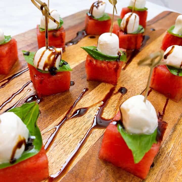 Easy Watermelon Caprese Skewers | Powell Family Cooking