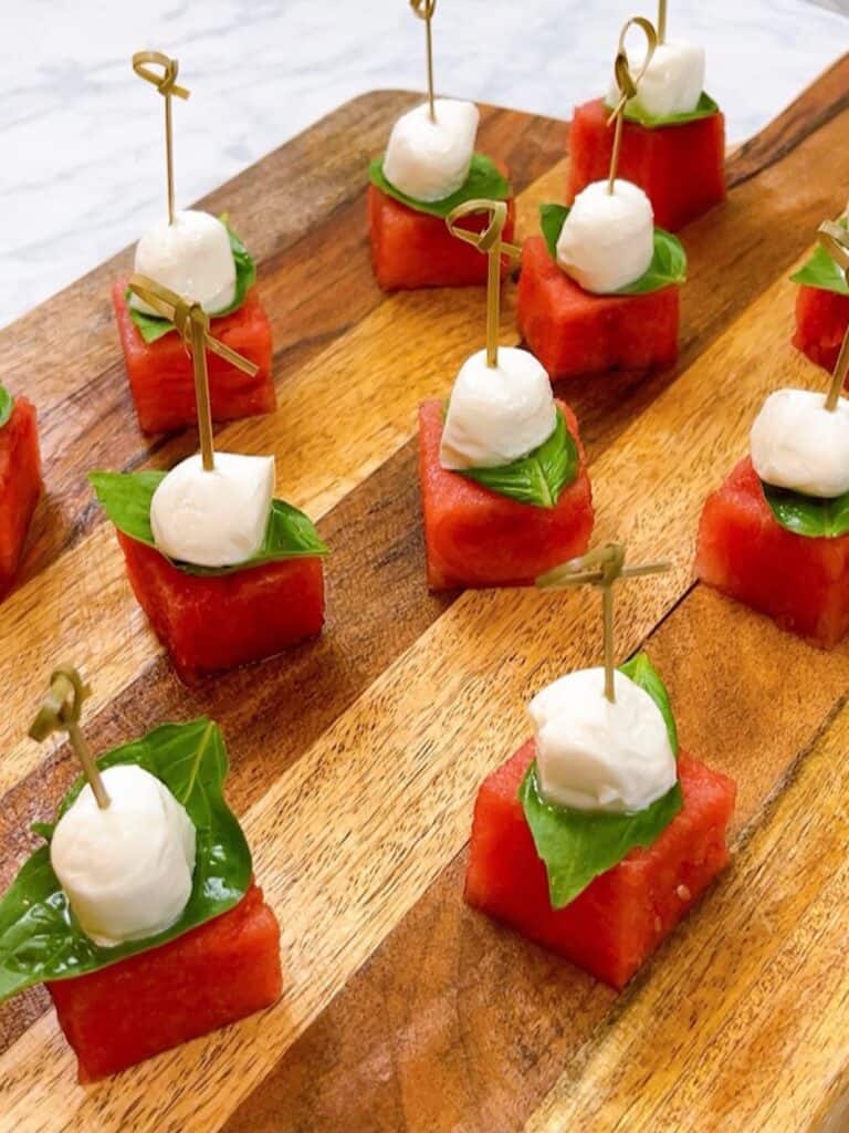 Simple Watermelon Caprese Appetizer (Bites or Skewers) | Powell Family ...