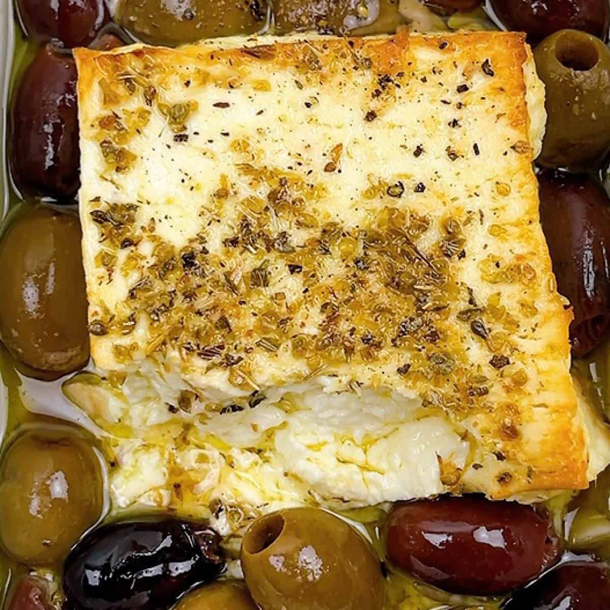 Easy Greek Baked Feta Appetizer with Olives and Herbs | Powell Family ...