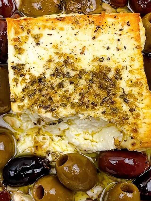 Easy Greek Baked Feta Appetizer with Olives and Herbs | Powell Family ...