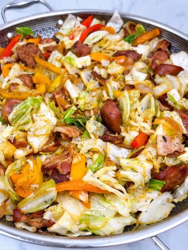 Easy Southern Fried Cabbage with Sausage and Bacon | Powell Family Cooking