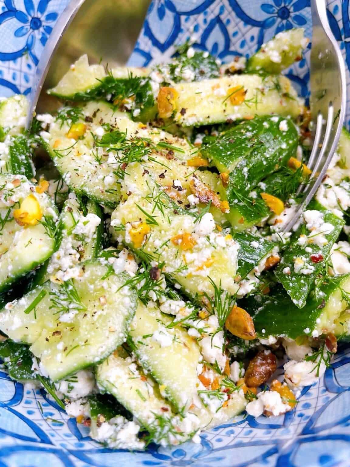 Mediterranean Smashed Cucumber Salad | Powell Family Cooking