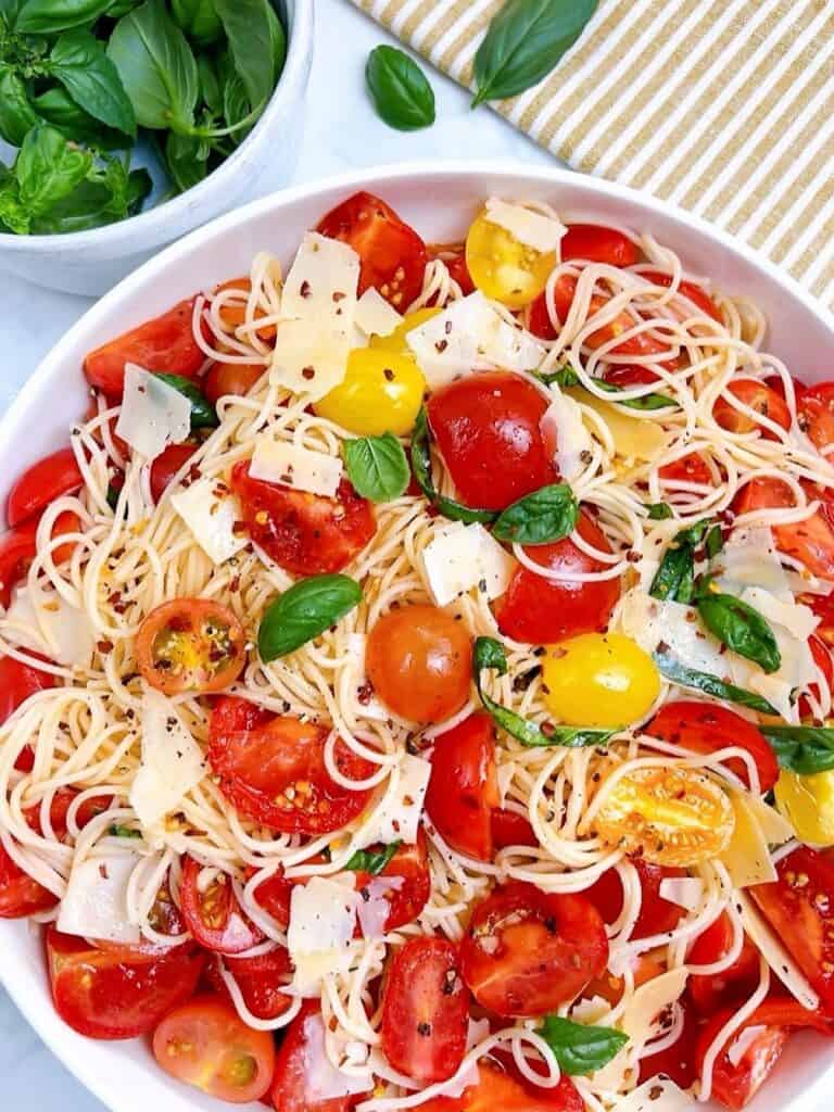 Cold Spaghetti Salad Recipe with Marinated Tomatoes | Powell Family Cooking